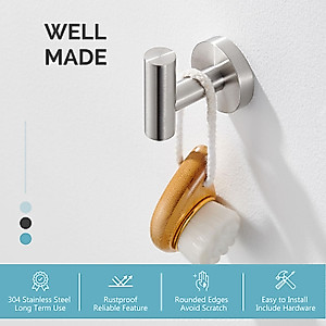 Angle Simple Robe Towel Hook Brushed Nickel, SUS304 Stainless Steel Bathroom Towel Holder, Kitchen Shower Towel Hanger, Wall Mount