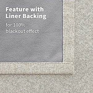 YoungsTex Linen Blackout Curtains for Bedroom, Thermal Insulated Full Room Darkening Curtains Natural Linen Textured Black Out Window Drapes, 2 Panels, 52 X 63 Inch, Beige