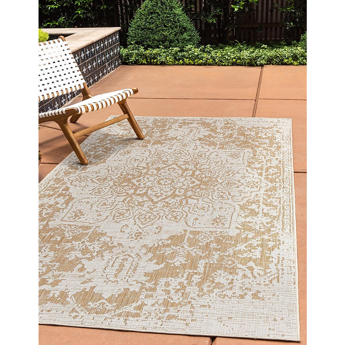 Rugs.com Jill Zarin Outdoor Collection Rug – 6' x 9' Blue Flatweave Rug Perfect for Bedrooms, Dining Rooms, Living Rooms