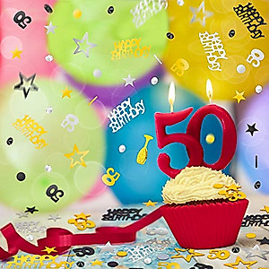 50th Birthday Confetti 50 Number Confetti 50th Party Confetti Metallic Foil 50 Table Scatter Confetti Decoration for 50 Birthday Party DIY Arts Crafting Supplies, Gold Black and Silver (3000 Pieces)