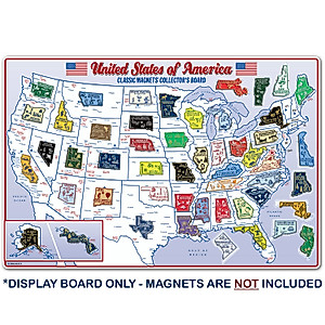 State Map Magnet Collector's Metal Display Board (Board Only), Made in U.S.A.