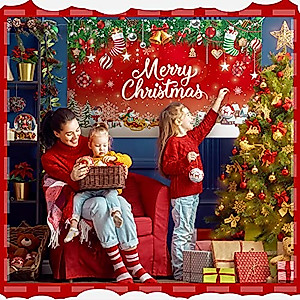 Christmas Holiday Garage Door Banner Snowflake Christmas Backdrop Decoration Door Cover Decoration Merry Christmas Banner Photography Backdrop Photo Props for Winter New Year Xmas Party (6 x 13ft)