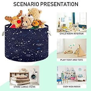 Kigai Cotton Rope Basket Space Galaxy Constellation Sun Moon Large Storage Basket for Toys Blanket Baby Laundry Basket for Nursery, Closet, Bedroom, Home Organization