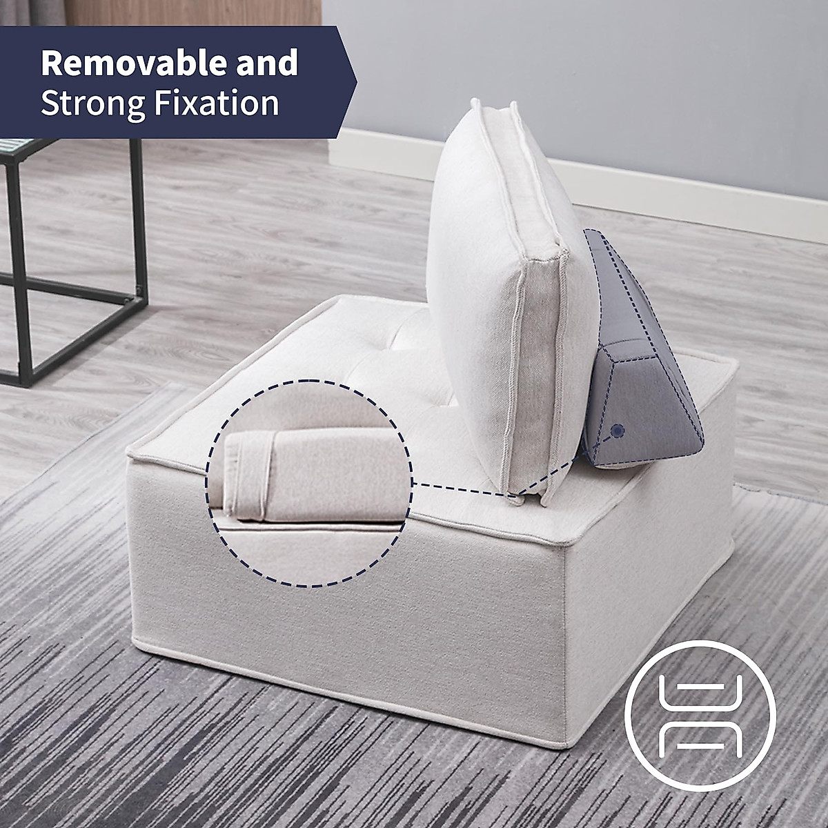 ZAFLY Single Couch, Single Seat Sofa, Armless Floor Sofa with Movable Back Cushion, Small Couch Modern Style Sofa & Couch for Living Room Bedroom, 1PCS (Beige)