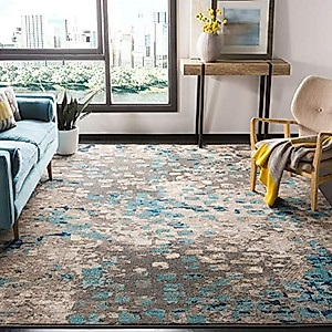 SAFAVIEH Monaco Collection Accent Rug - 3' x 5', Grey & Light Blue, Abstract Watercolor Design, Non-Shedding & Easy Care, Ideal for High Traffic Areas in Entryway, Living Room, Bedroom (MNC225E)