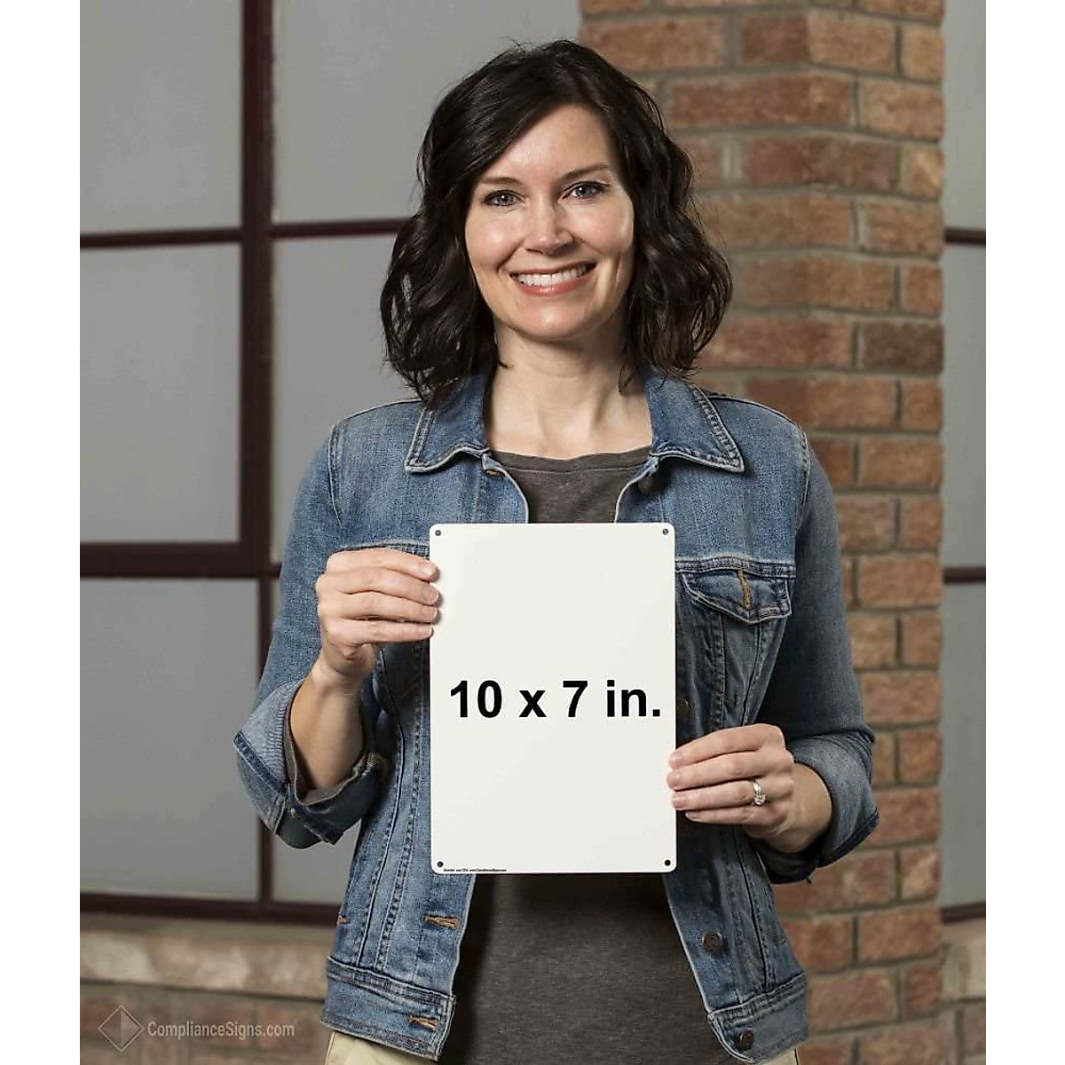 ComplianceSigns.com 10" x 7" Engraved Corner Detailed Custom Sign with Adhesive Strips, Engraved Plastic with Acrylic Core, Black on Silver