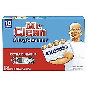 Mr. Clean Magic Eraser, Extra Durable, Shoe, Bathroom, and Shower Cleaner, Cleaning Pads with Durafoam, 10 Count