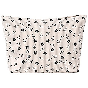 MHDGG Makeup Bag Cosmetic Bag for Women,Large Capacity Floral Cosmetic Bag Makeup Bags Women Travel Accessories Organizer Storage Makeup Bag,Small Black Flowers