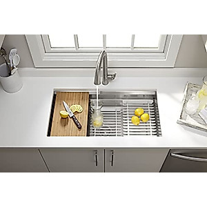 KOHLER 5540-NA Prolific 33 Inch Workstation Stainless Steel Single Bowl Kitchen Sink with Included Accessories, Undermount Installation, Stainless Steel