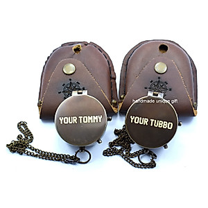 Handmade unique gift Your Tommy Your Tubbo Dual Compass Gift Set | 2 Brass Compasses Engraved with Special Quote | Great Gamer Gift - MCYT, Dream SMP, TommyInnit Fanart brown