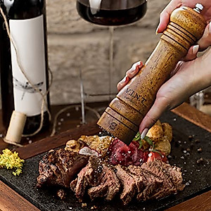 Wooden Salt and Pepper Grinder Set - Adjustable Ceramic Rotor - Refillable Salt and Pepper Mill Set - Pack of 2 – 8 inch - Heat Resistant- Food grade- Eco-friendly, Brown