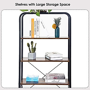 SogesHome 4-Tier Over The Toilet Storage, 68’’ Tall Bathroom Organizer Storage Shelf, Space-Saving Bathroom Shelf Over Washer, Wood Shelves for Small Rooms, Vintage Brown