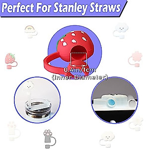 Straw Covers Cap for Stanley Cup - 8Pcs Straw Tip Covers Compatible with Stanley 30&40 Oz Tumbler, Soft Silicone Dust-Proof Straw Cover, Cute Straw Protectors for Stanley Cups Accessories