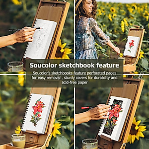 Soucolor 5.5" x 8.5" Sketchbook Pack of 2, 200 Sheets Sketch Book, Spiral Bound Sketch Pad Drawing Book Acid-Free Paper (68lb/100gsm), Painting Sketching Drawing Art Supplies for Adults Kids Teens