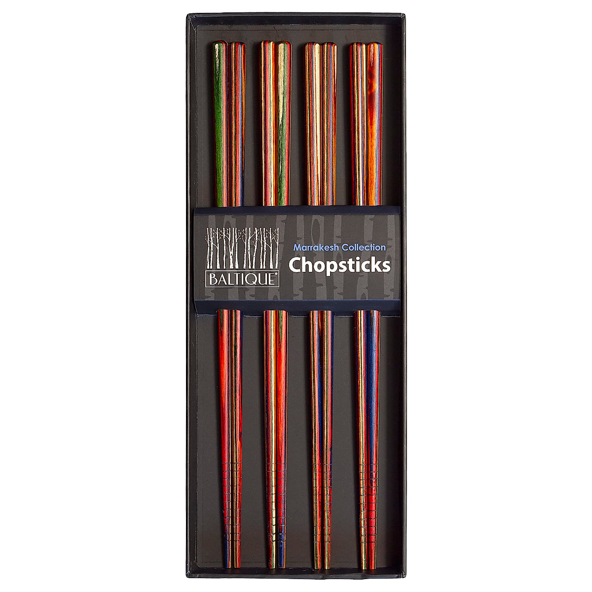 Baltique® Marrakesh Collection Reusable Chopsticks, Set of 4 Pairs, Non-Slip, 9-7/8" Long