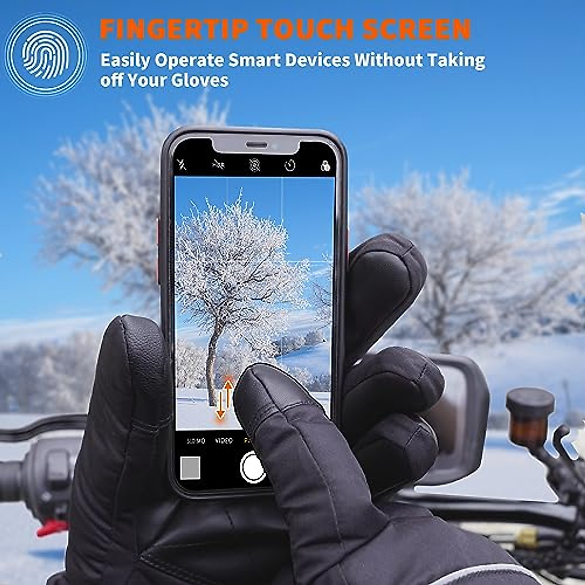 Heated Gloves for Men Women, CARSHAM 6000mAh Rechargeable Battery Heated Motorcycle Gloves, Waterproof & Touchscreen & 3 Temperature Modes, Electric Heating Gloves for Outdoor Sports