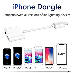 [Apple MFi Certified] Headphone Adapter for iPhone, 2 Pack 2 in 1 Lightning to 3.5mm AUX Audio + Charger Splitter Compatible with iPhone 14/13/12/11/XS/XR/iPad,Support All iOS System