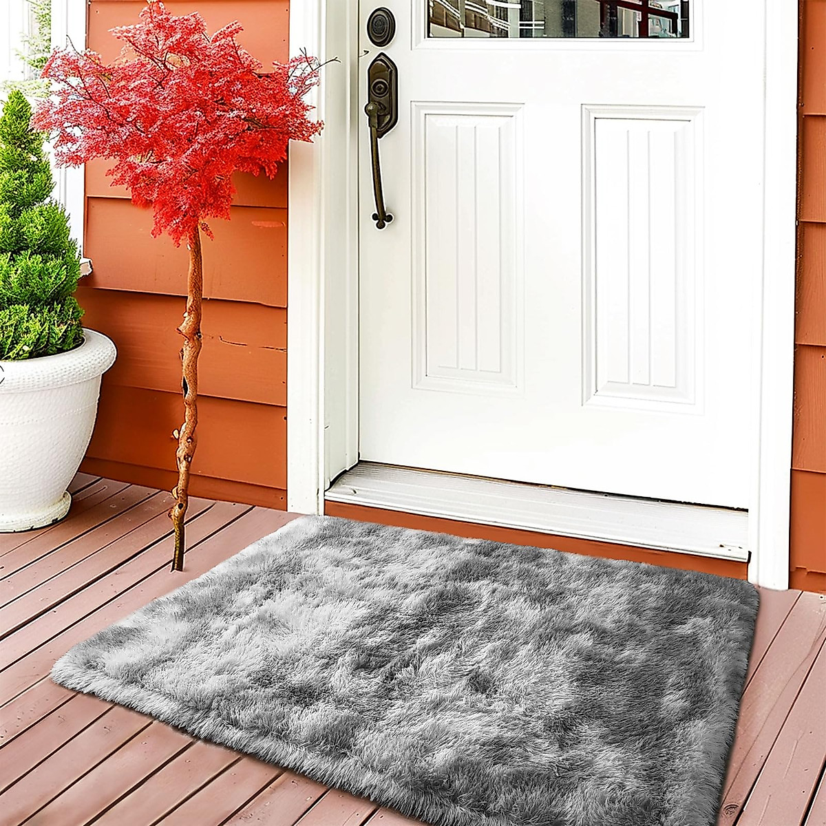 Ultra Soft Fluffy Rugs for Bedroom, Anti-Skid Indoor Carpet Nursery Rugs for Kids Room Home Decor, Rectangular Fuzzy Rug Tie-Dyed Light Grey 2x3 Feet