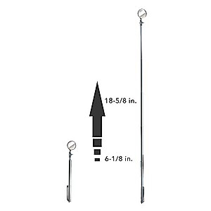 Ullman A-2T Circular Telescoping Pocket Inspection Mirror, 7/8" Diameter, 4-1/2" to 18" Extended Handle Length