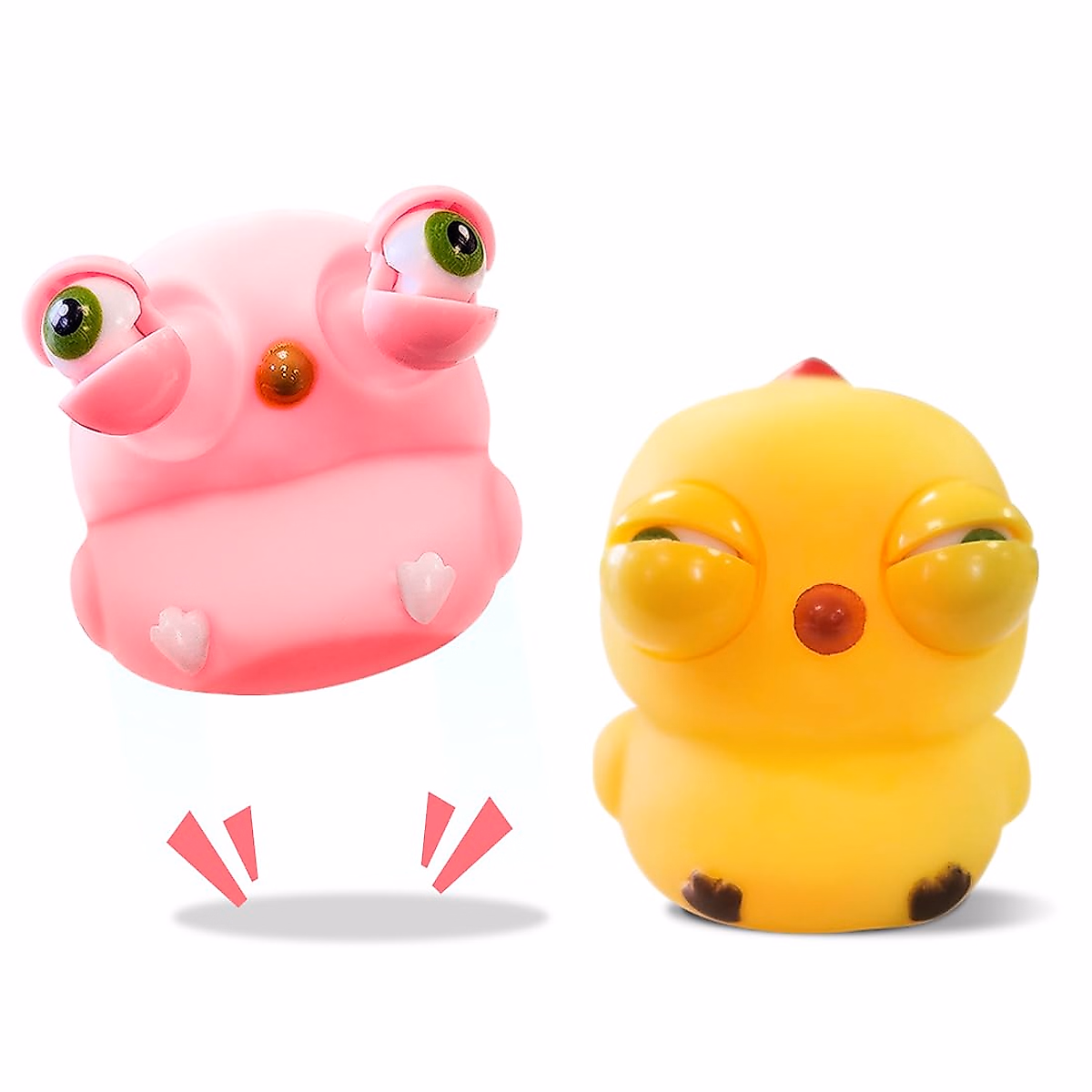 Smosun Chicken Squeeze Toys: 2PCS Funny Stress Relief Squishy Toys with Pop Out Eyes - Sensory Therapy Fidget Toys for Kids and Adults with Autism & ADHD