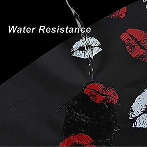 Alishomtll 4 Pcs Red and Black Shower Curtain Set with Non-Slip Rug, Toilet Lid Cover and Bath Mat, Lips Get Naked Shower Curtain with 12 Hooks, Waterproof Funny Quotes Bathroom Shower Curtains