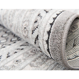 Unique Loom Williamsburg Collection Traditional Border with Dotted Center Area Rug, 5' 3" x 8' Rectangle, Gray/Black