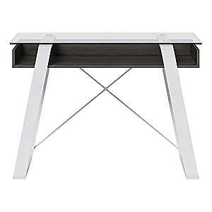 Elle Décor Lara 42"W Writing Desk, Cool Gray/Snow White