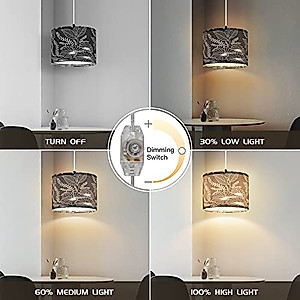 CINSARY Plug in Pendant Light, Hanging Light with Plug in Cord with Dimmable Switch, Hanging Lamp with 15 ft Clear Cord, Black Pendant Light Fixture for Bedroom Kitchen Living Room