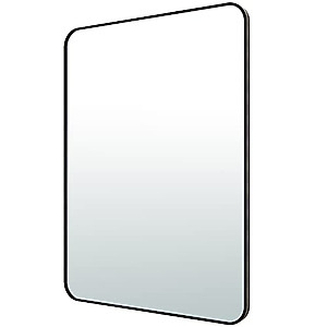 SCWF-GZ 20x30 Square Mirror Full Length Wall Mounted Hanging or Against Wall Metal Frame Dressing Make-up Mirrors for Entryway Bedroom Bathroom Living Room 20 30 inch Black