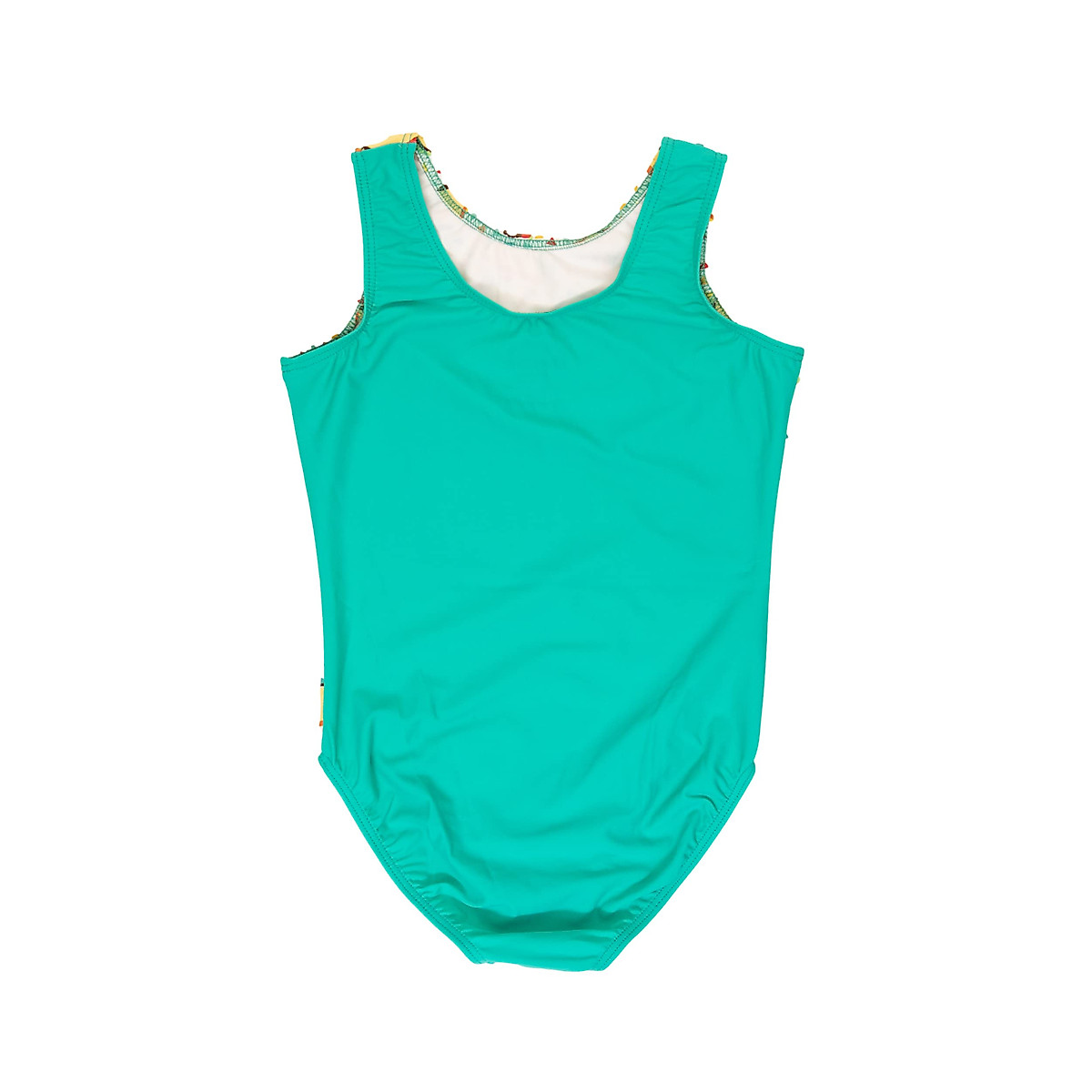 Destira Taco the Town Girl's Gymnastic Leotard With Solid Green Teal Back, Ultra-Soft Leo With Matching Scrunchie, Child Medium (8)