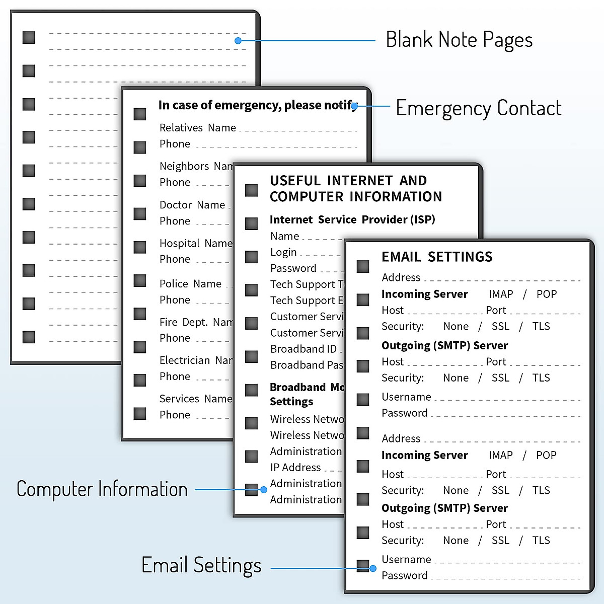 Forvencer Password Book with Individual Alphabetical Tabs, 4" x 5.5" Small Password Notebook, Spiral Password Keeper, Internet Address and Password Manager, Password Logbook for Home Office, Black