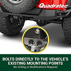 Quadratec QRC Rear Bumper - Fits Jeep Wrangler JL 2018-2022 - Spare Tire Clearance for 35" Tires - Mandrel Bent Corner Guards - Integrated License Plate Mount - Receiver Hitch Compatible 6 Gauge Steel