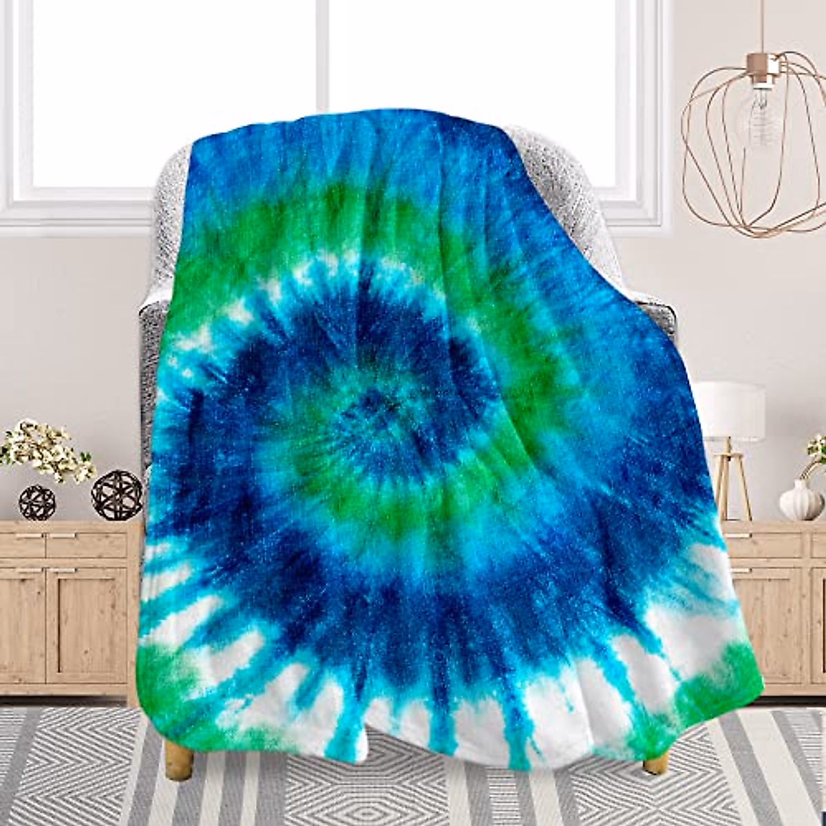 Fleece Throw Blanket for Couch, Patterned Warm Comfy Flannel Throw Blanket Fuzzy Ultra-Soft Cozy Microfiber Plush Blanket 330GSM for Sofa Bed Office All Season Use (50" x 60", Tie Dye)
