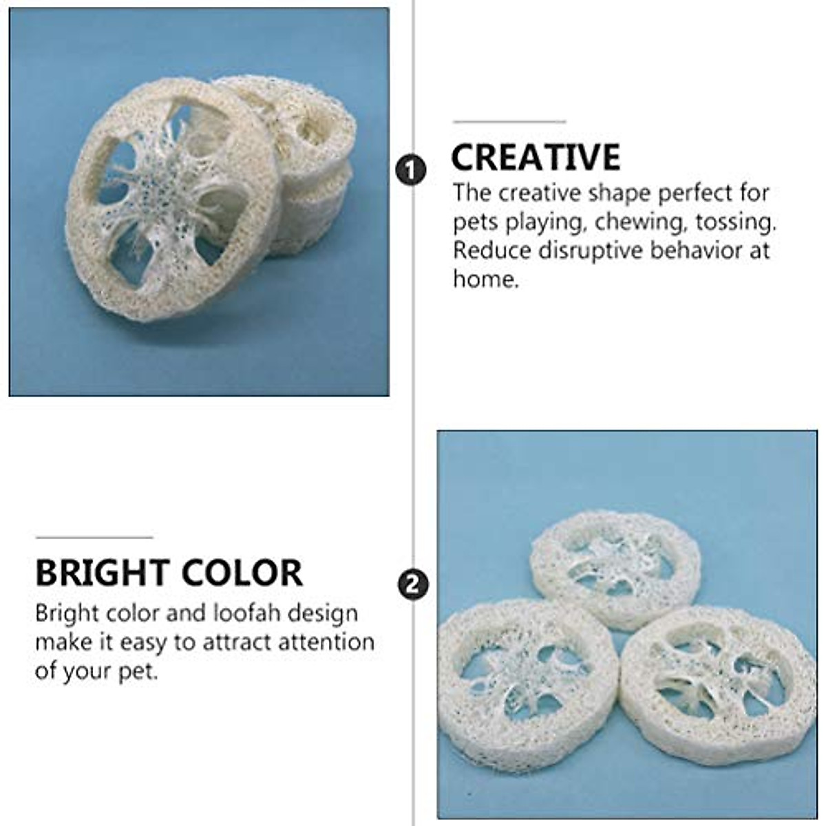 TEHAUX 20pcs Loofah Toys, Rabbit Chew Toys for Dental Health, Natural Handmade Material Small Animal Toys for Guinea Pig Hamster Rabbit Rat (Random Color)