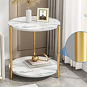 LIRUXUN Sofa Side Cabinet Home Small Apartment Living Room Table Side Several Bedroom Double-Layer Mini Round Table