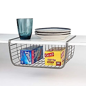 Spectrum Diversified Ashley Small Storage Shelf, Kitchen Cabinet & Pantry Organization & Storage, Bathroom Cabinet Basket, Satin Nickel PC