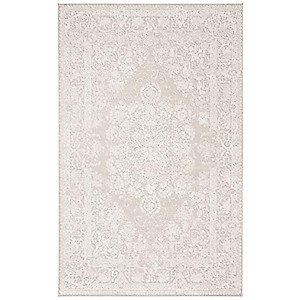SAFAVIEH Reflection Collection 8' x 10' Cream/Ivory RFT664D Boho Tribal Distressed Living Room Dining Bedroom Area Rug