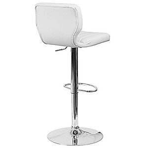 KLS Modern Barstools Adjustable Hydraulic 360 Degree Swivel Stable Steel Frame Padded Vinyl Cushion Low Back Seat Design Dining Chair Pub Stool - Set of 2 White # 1969