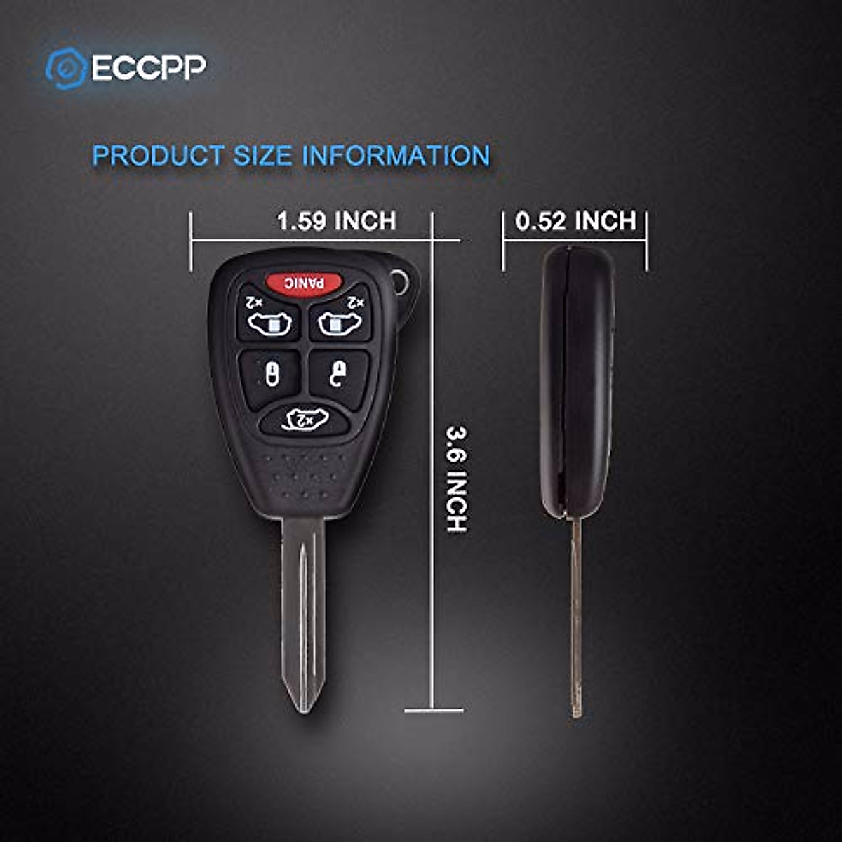 ECCPP Keyless Entry Remote Key Fob 2PCS Uncut 315MHz Replacement fit for 2004 2005 2006 2007 for Chrysler Town & Country for Dodge for Grand for Caravan for Dodge for Caravan M3N5WY72XX
