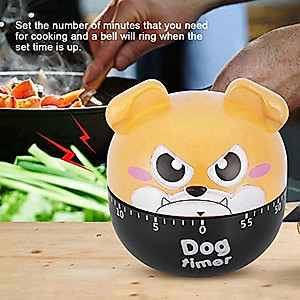 60 Minutes Kitchen Timer, Cute Dog Shape Mechanical Timer Manual Counters, Chef Cooking Timer Countdown Timer for Kids Baking Exercise Game(Khaki)