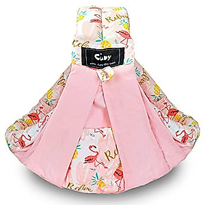 CUBY Baby Carrier, Natural Cotton Baby Sling Baby Holder Extra Comfortable for Easy Wearing Carrying of Newborn, Infant Toddler Wrap Carrier for Baby Registry (Pink Flamingo)
