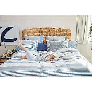 Nautica - Queen Duvet Cover Set, Cotton Reversible Bedding with Matching Shams, Mediterranean Inspired Home Decor for All Seasons (Fairwater Blue, Queen)