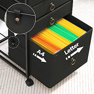 HOOBRO 4-Drawer Mobile File Cabinet, Rolling Printer Stand with drawers, Under Desk Rolling File Cabinets for Home Office, A4/Letter Size, Nonwovens Drawer, Easy Assembly, Black BFK40WJ01