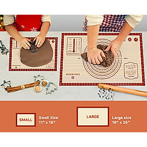 2 Pack Non Stick 26''x16'' Extra Large Thick Silicone Pastry Mat and 11''x16'' Cooking Mats, Double Measures Scale for Non-slip Silicone Baking Sheet,Counter Mat, Dough Rolling, Reusable Bakeware Mats
