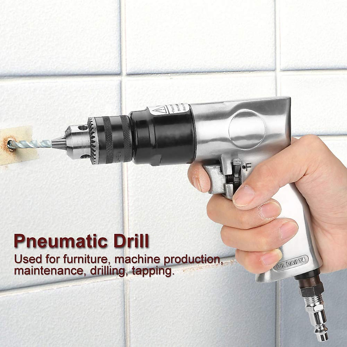 Zouminyy Pneumatic Drill Air Drill, 3/8" 1700Rpm HighSpeed Pneumatic Drill Reversible Rotation Air Drill Tool For Hole Drilling