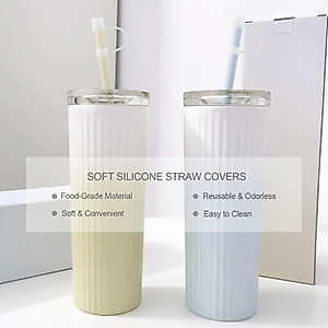 Douji Straw Cover for Stanley Cup, 8Pcs Transparent Straw Covers Compatible with Stanley 30&40 Oz Tumbler with Handle, 10mm/0.4in Dust-Proof Reusable Silicone Straw Tips Lids Stanley Accessories