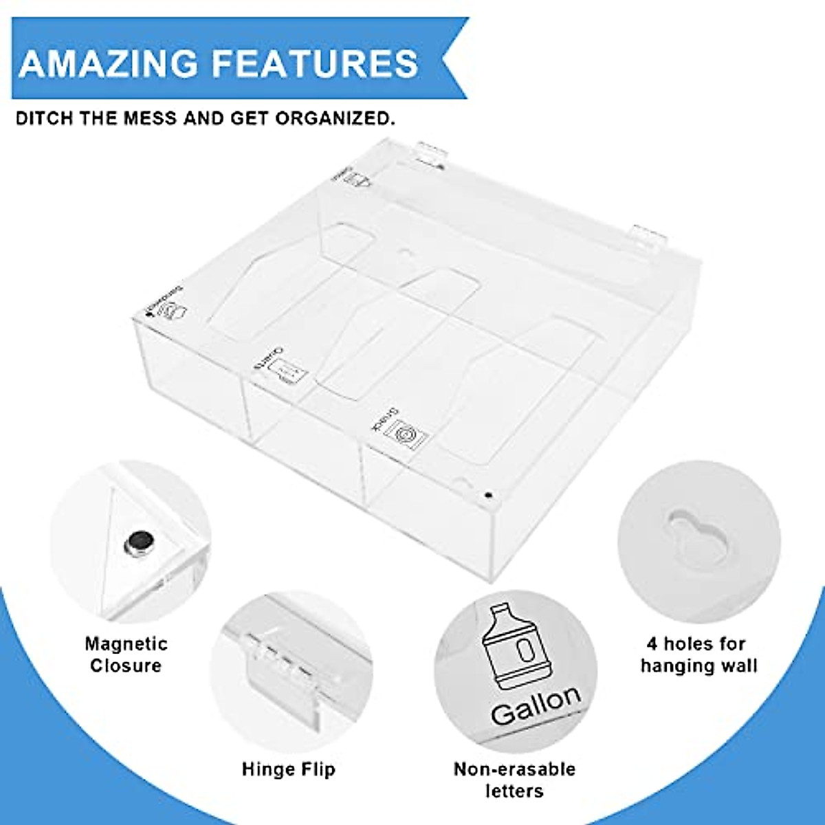 Bag Storage Organizer, Ziplock Bag Organizer Acrylic Food Plastic Bag Dispenser For Kitchen Drawer Or Wall Mount Compatible With Gallon, Sandwich, Snack Various Size Bags