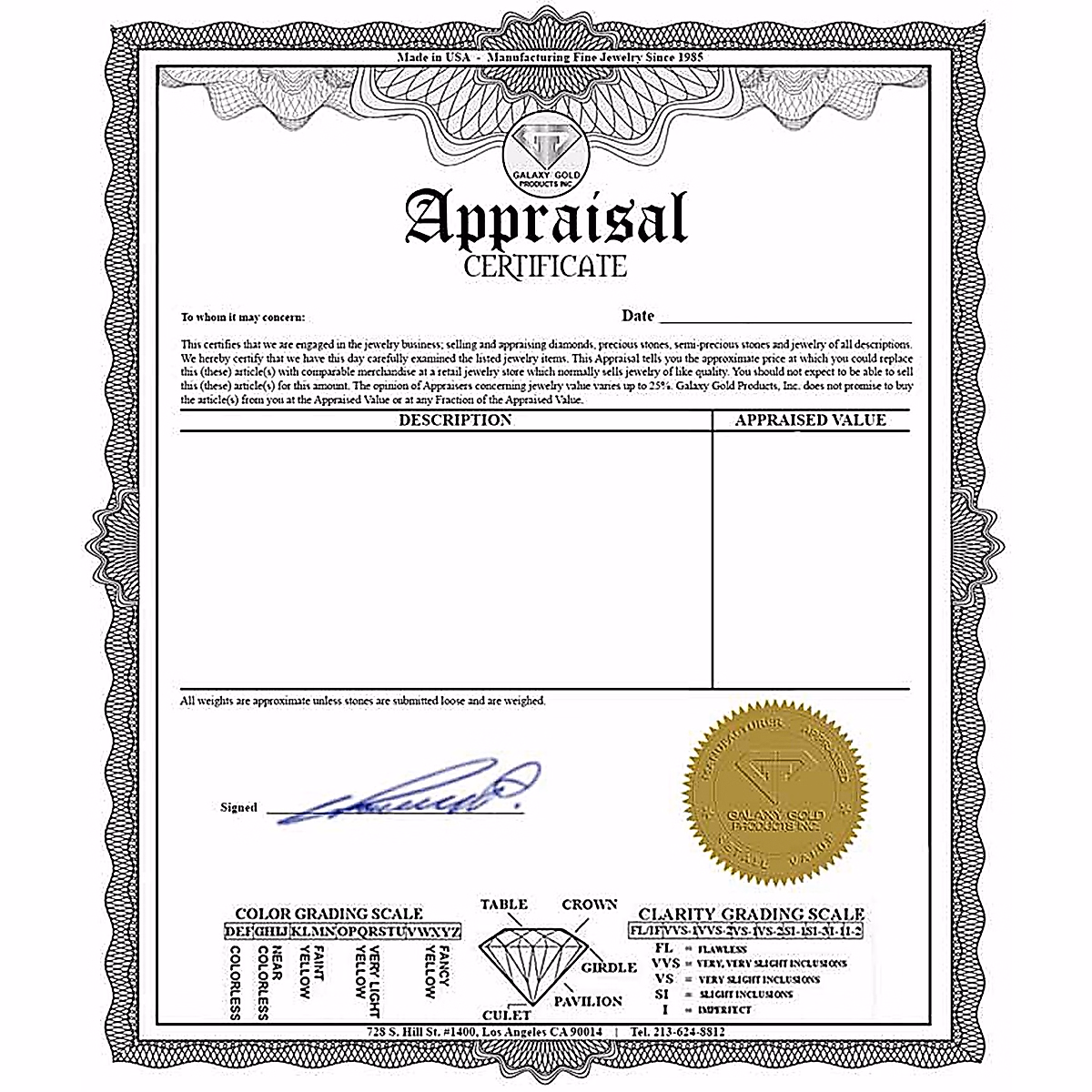 Galaxy Gold GG 14k White Gold Ring w/Natural Octagon Saphire - Size 6.5