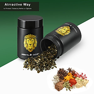 Ornate Ocean 4-Pack 250ml UV Glass Stash Jars Lion King - 4 Piece Set Multipurpose Storage Containers - Convenient Airtight Smell Free Screw Top Lid Jars Preserves and Secures Your Herbs