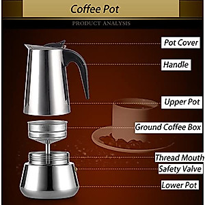 JBISJQLJ Stovetop Espresso Maker,Moka Pot, 12 Cups Italian Coffee Maker,Stainless Steel Portable Cafe Percolator Maker Coffee Pot (12 cups)
